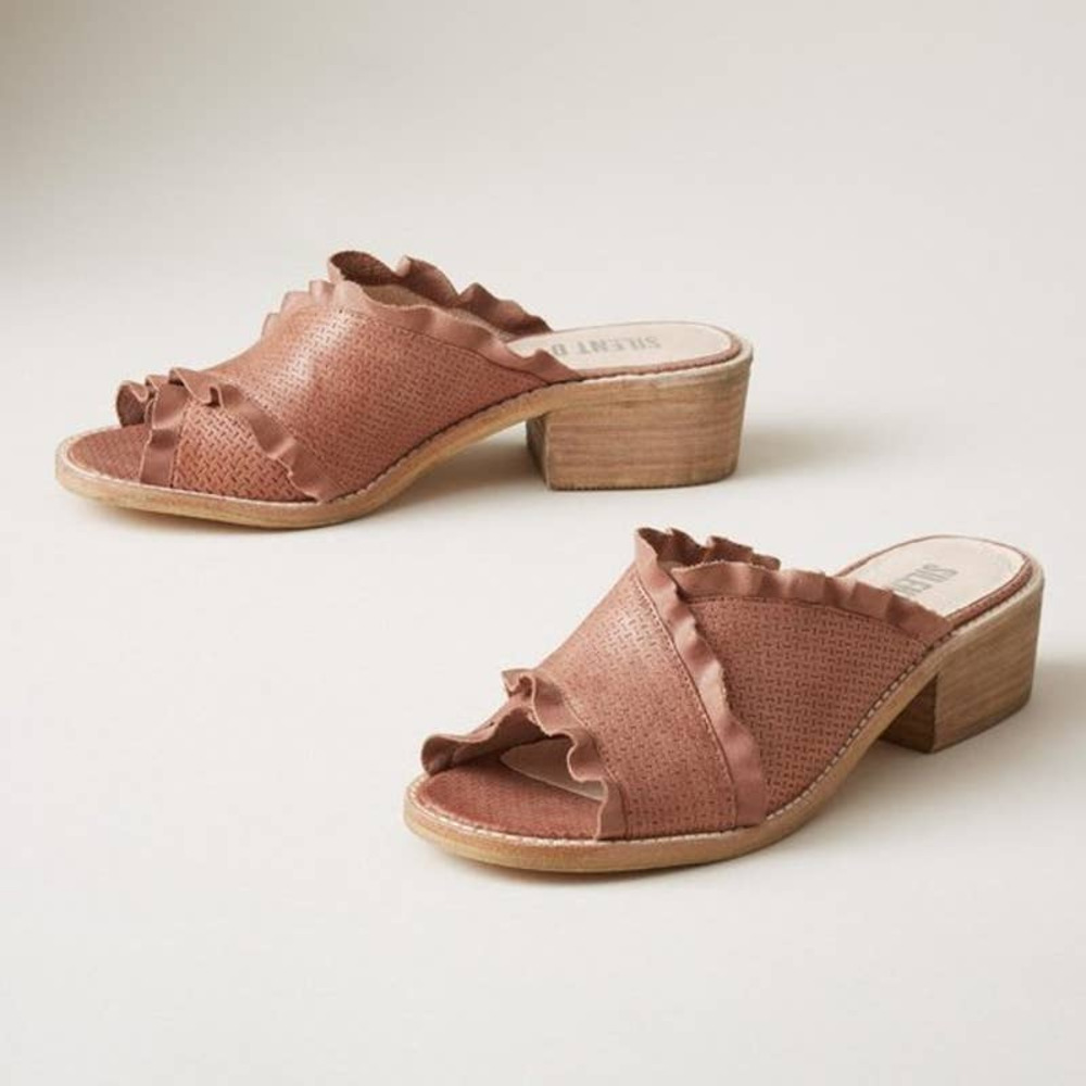 Sundance Silent D Idana Sandals Leather Ruffle Block … - Gem